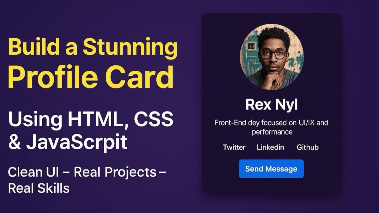 Create a Stunning Profile Card with HTML, CSS & JavaScript | Front-End Mini Project