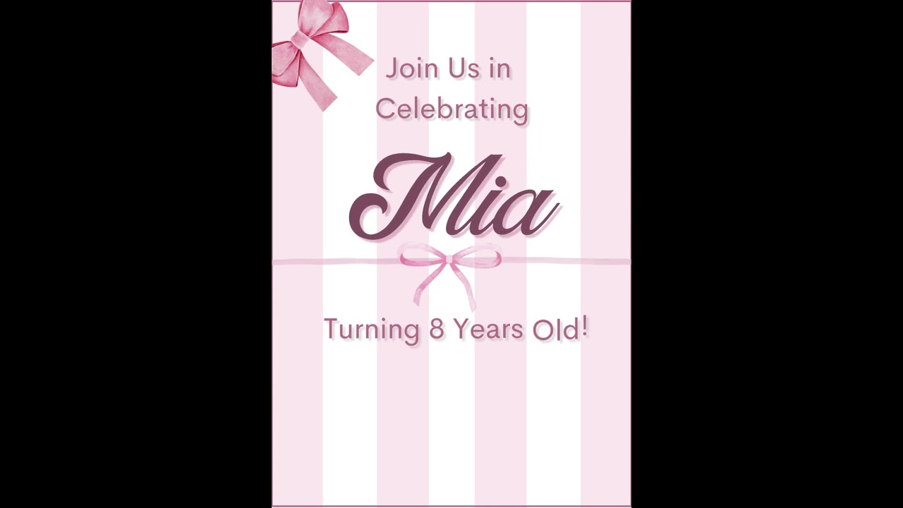 Pink Bows Birthday Video Invitation