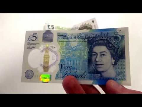 The UK Today - The NEW £5 ( Five Pounds ) English Note....September 2016