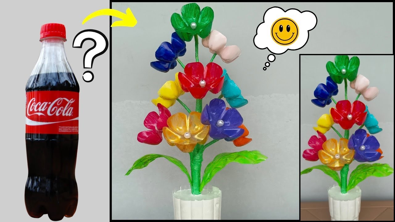 DIY Easy Plastic Bottle Flower Craft Ideas For Home Decor || Manasi Craft World