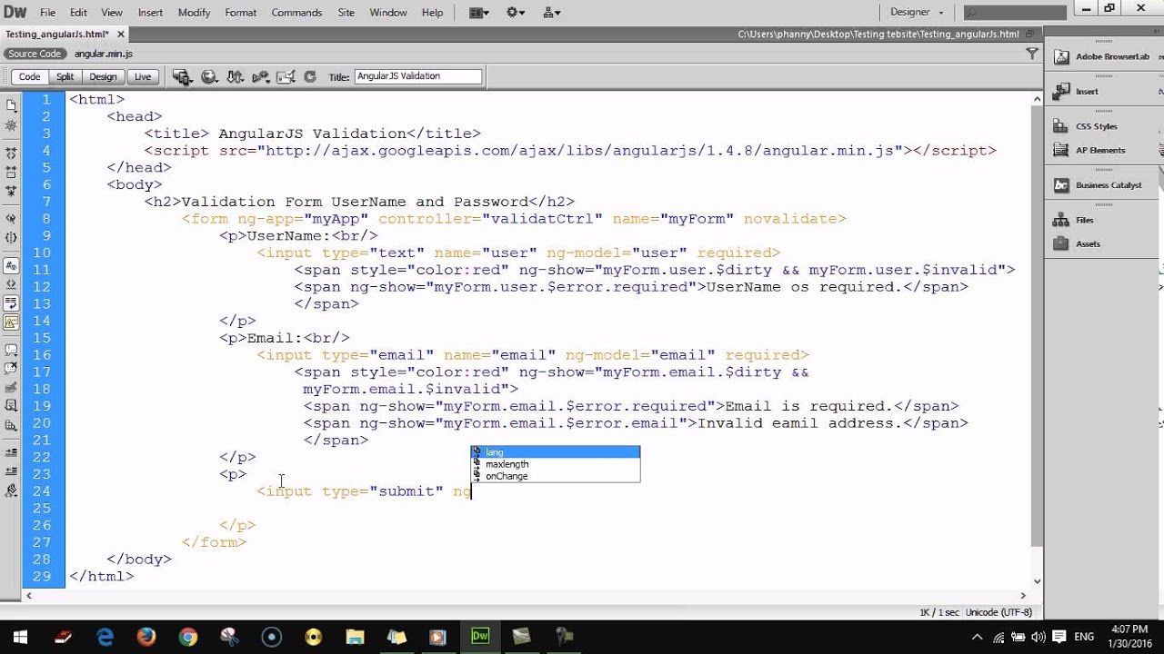 AngularJS tutorial| Understanding and How to use AngularJS validation
