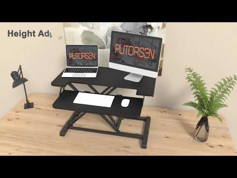 PUTORSEN Standing Desk Converter with Height Adjustable – 32 inch Stand Up Desk