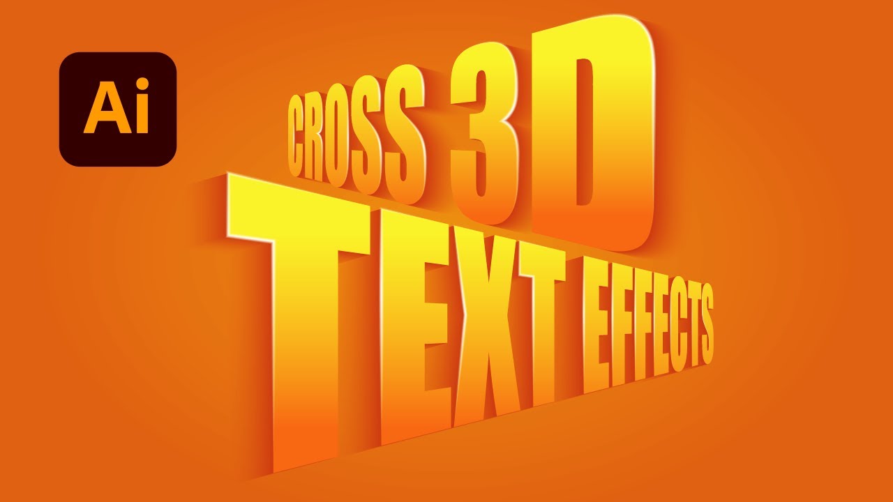 How to Create Cross 3D Glossy Text Effect in Illustrator | Easy Tutorial