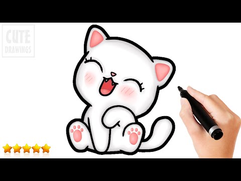 How to Draw a Cute Baby Kitten | Happy Drawings 😹