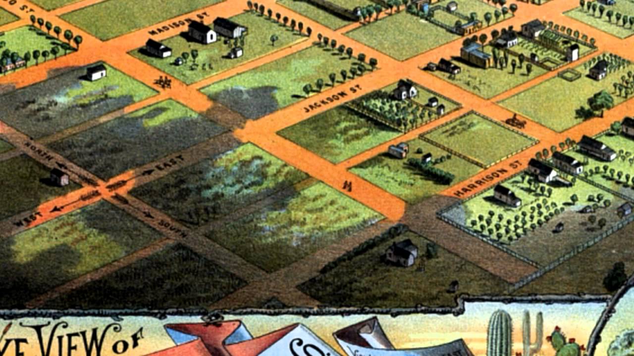Phoenix Arizona 1885 Panoramic Bird's Eye View Map 6539