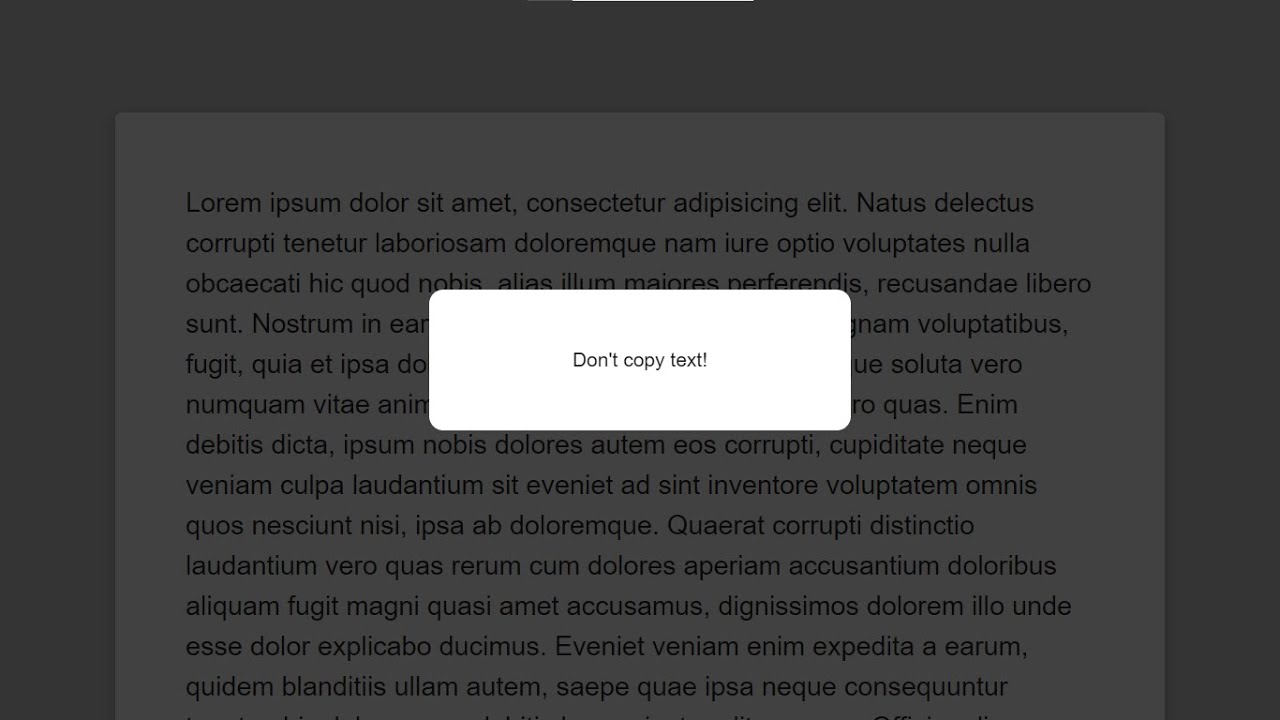 How To Disable Copy Text On Website Using Html Css And Javascript