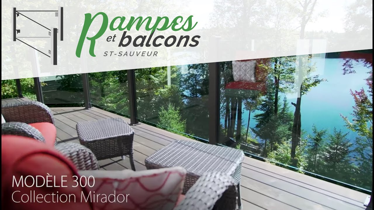 Modèle 300 de rampe en verre pour patio et balcon extérieur de la collection Mirador