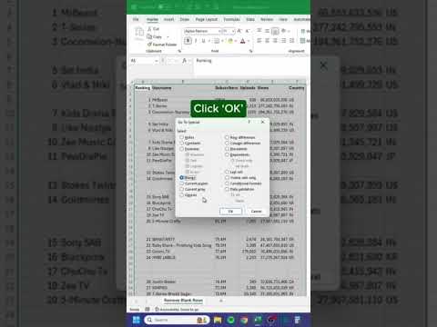 how to remove blanks rows #excel #exceltips #windows #excelknowledge #excelshortcuts