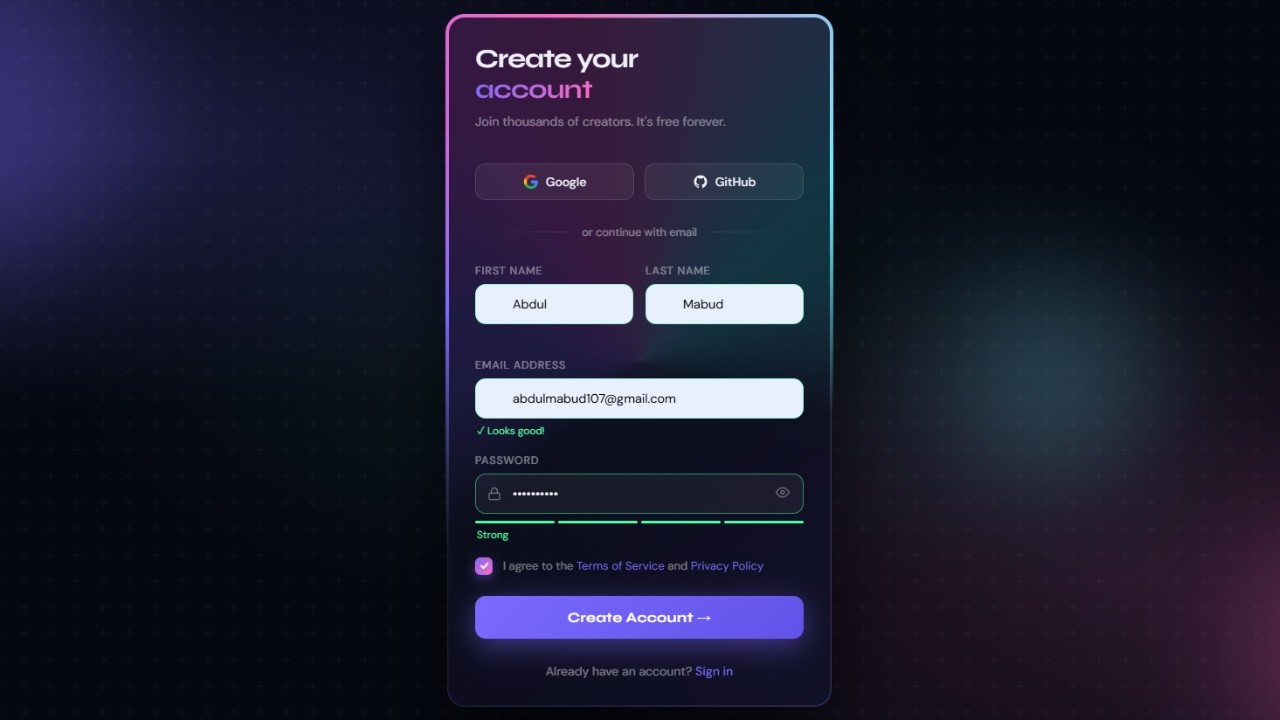 Modern Animated Sign Up Form Design using HTML , CSS & JS | Free Source Code