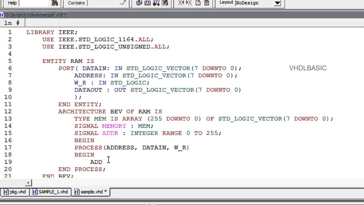 VHDL BASIC Tutorial - Array, Memory, SRAM