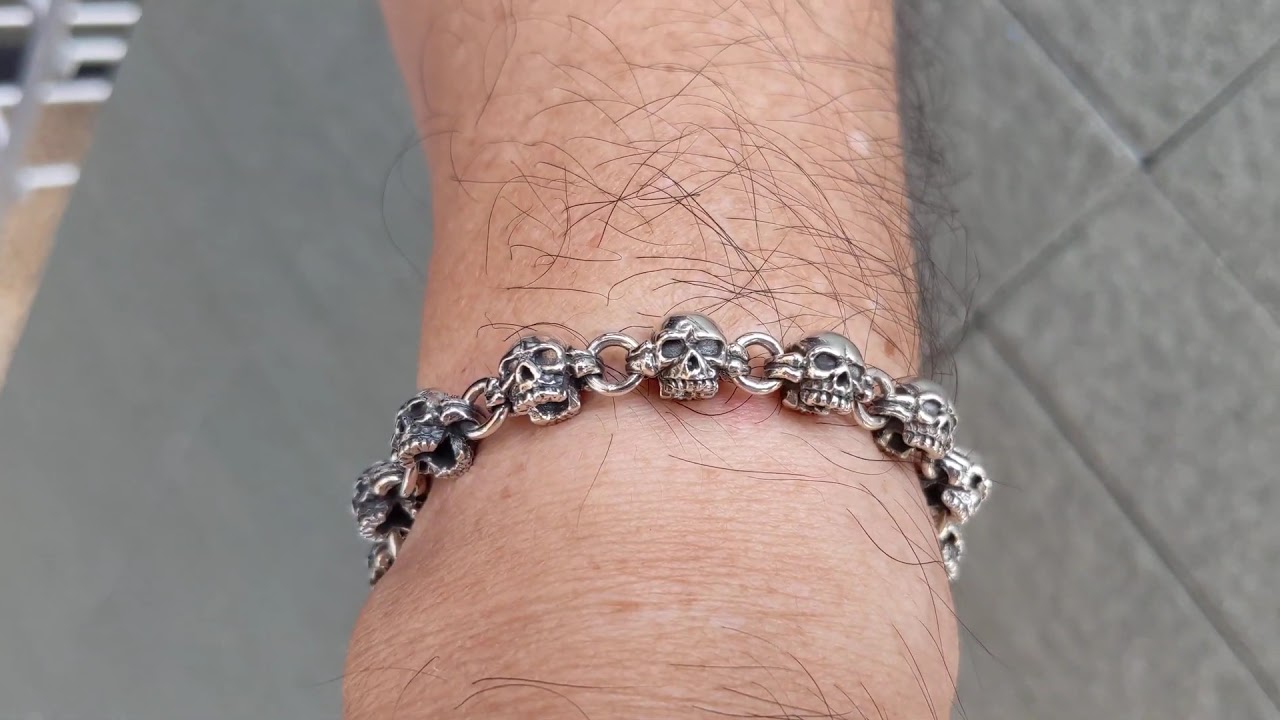 Sterling Silver Small Skull Bracelet