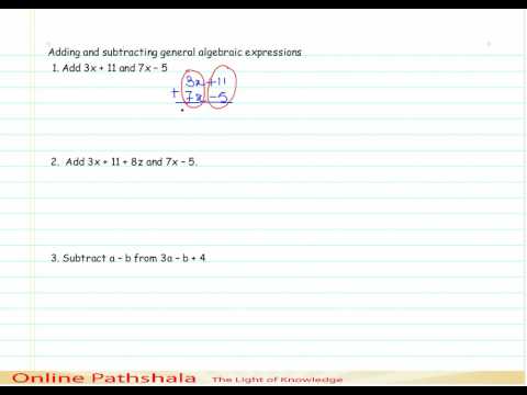 Addition and Subtraction of Algebraic Expression - Algebraic ...