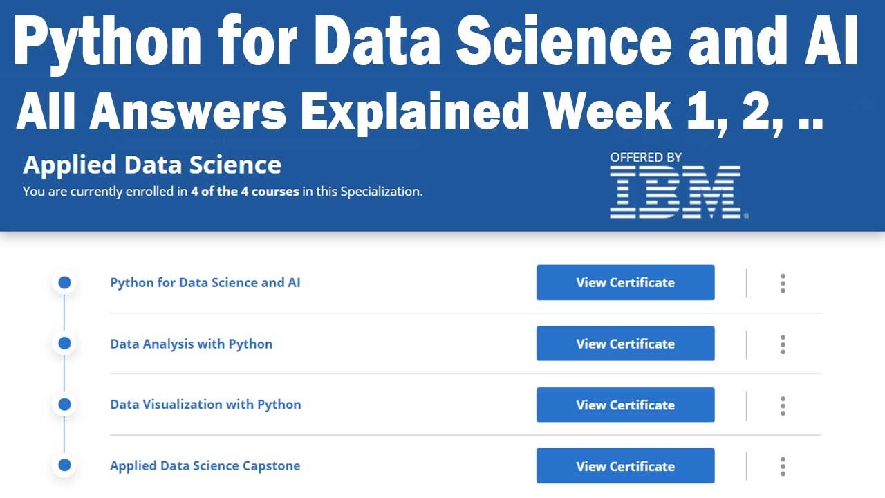 Python for Data Science and AI Answers | Coursera Applied Data Science by IBM Week 1 Week 2