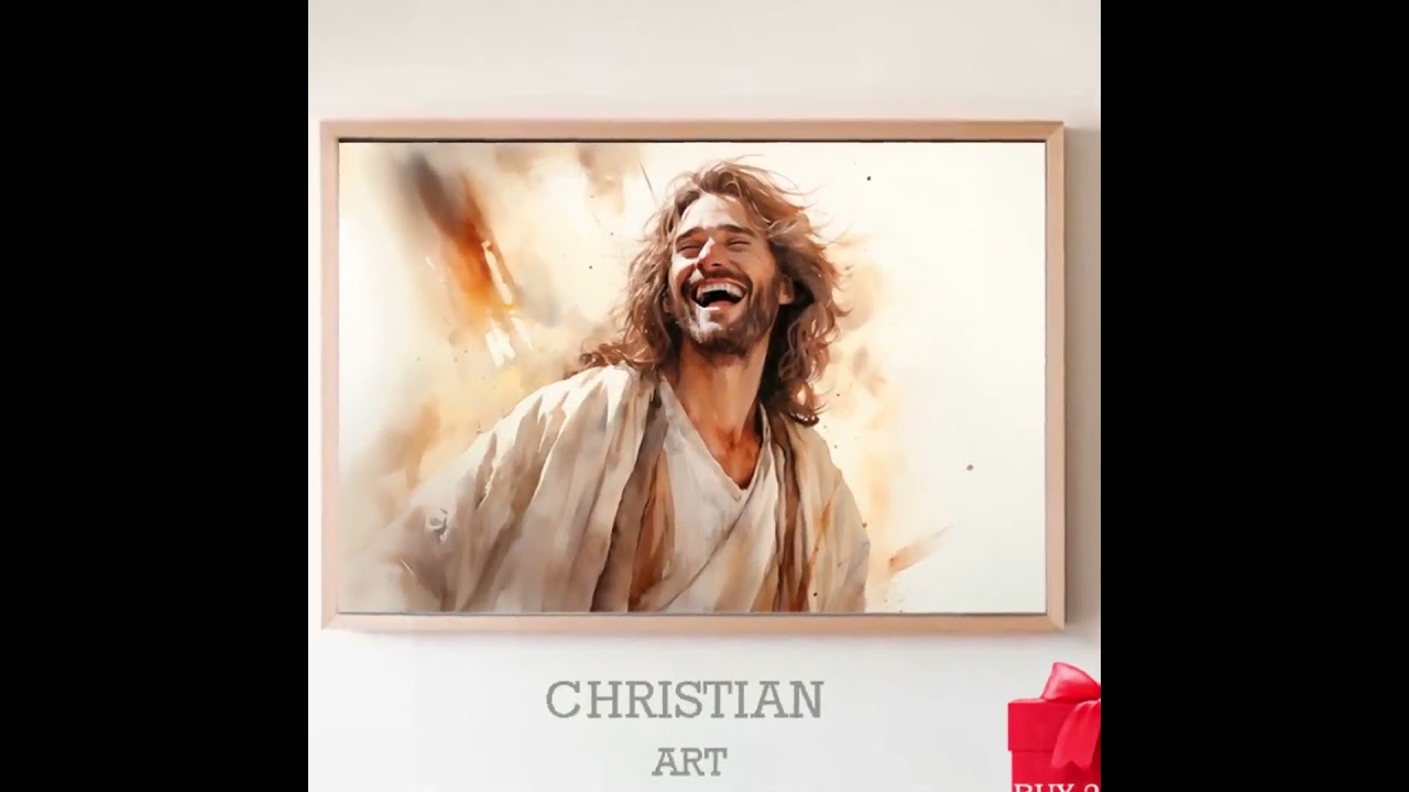 Jesus Laughing, Smiling Christ, Jesus Smiling, Picture of Jesus, Jesus Watercolor, Jesus Art Print