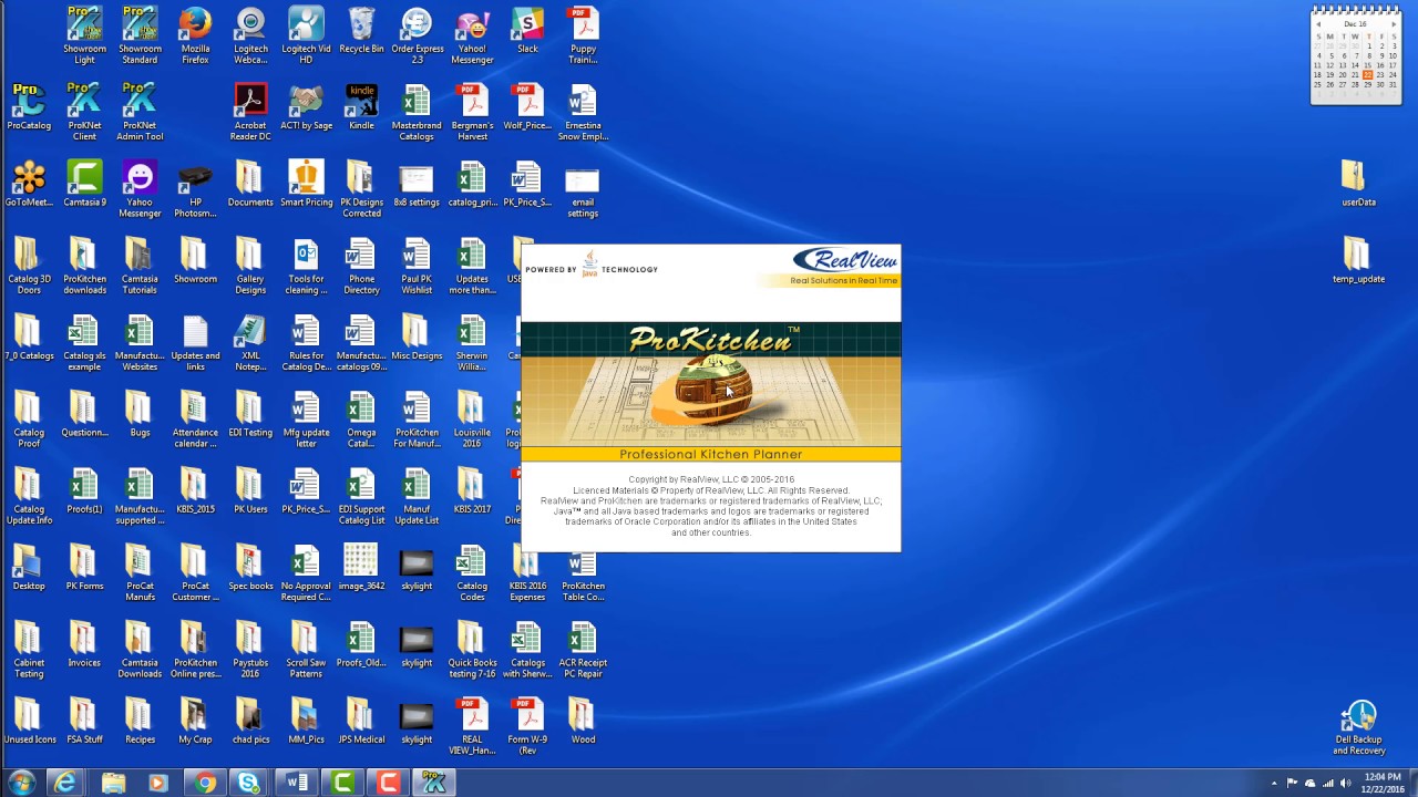 ProKitchen Start Up Screen