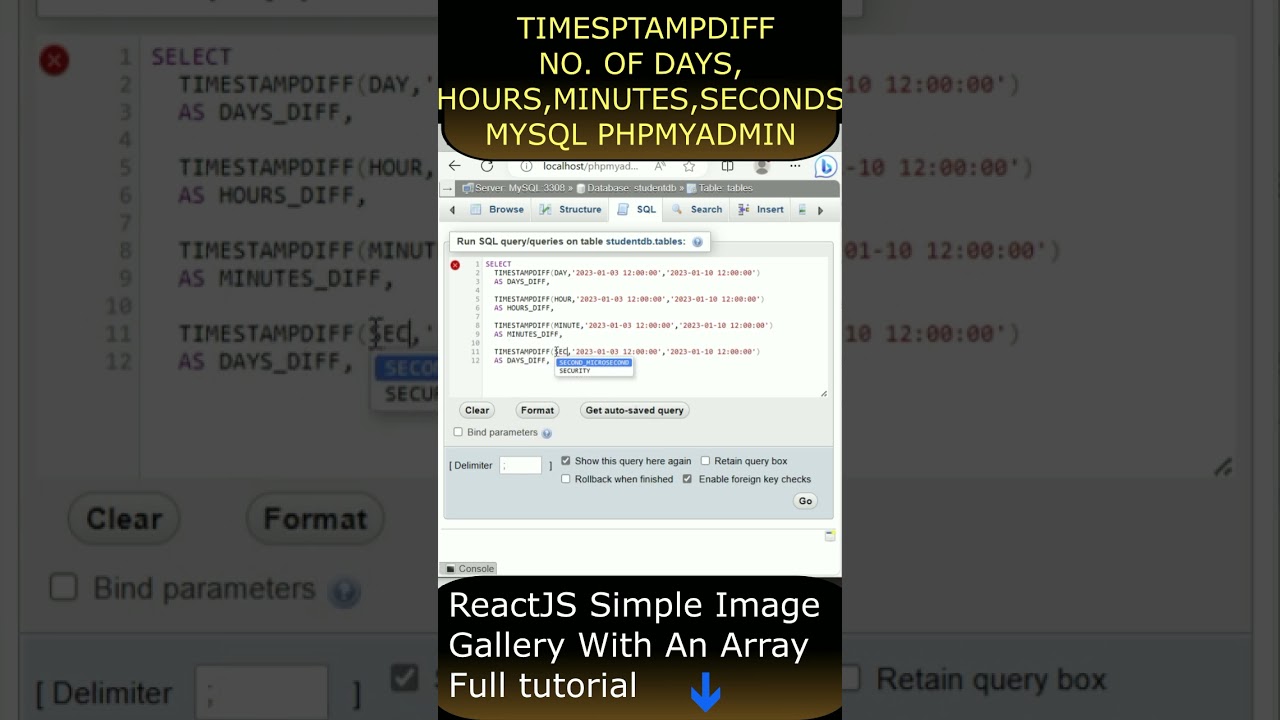 MySQL Timestampdiff Days, Hours, Minutes and Seconds #mysql