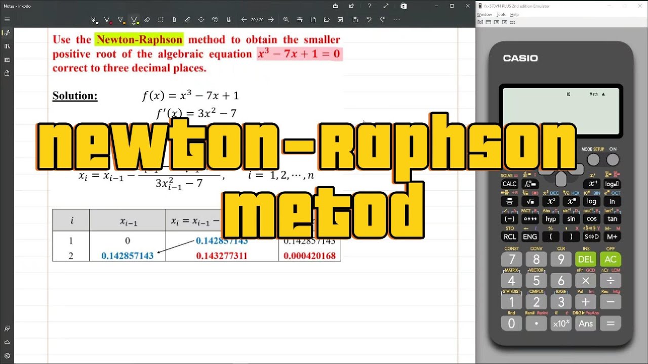 [Arabic] Newton-Raphson Method using the Calculator
