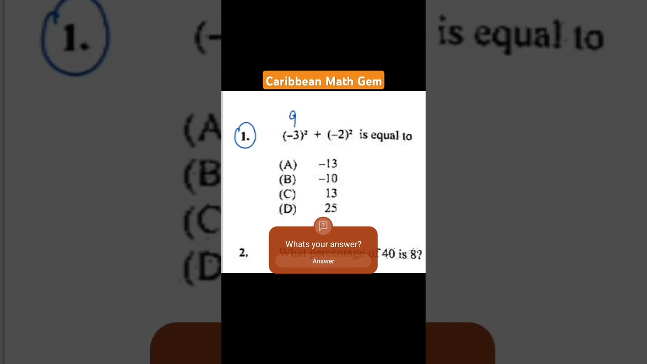 Q1. CXC CSEC PAPER 1 - Multiple Choice 2025 preparation #exam #maths #mathematics #integers #csec