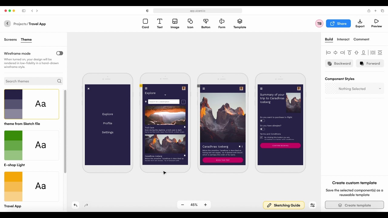 Create a theme from a Sketch file in Uizard