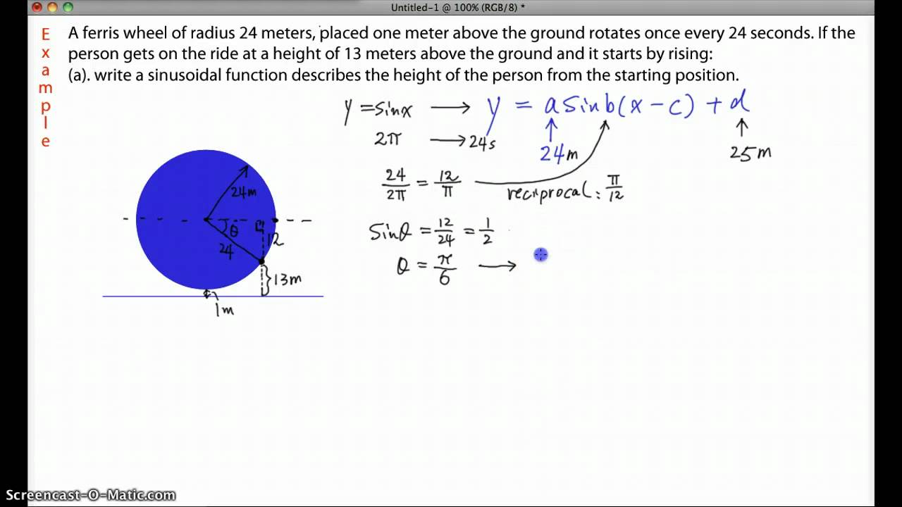 Math12: model ferris wheel with sinusoidal functions