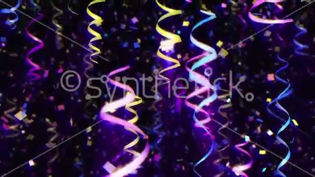 Streamers and confetti loop. Celebration, New Year’s Eve or party animation.
