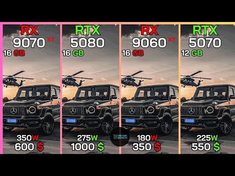 RX 9070 XT vs RTX 5080 vs RX 9060 XT vs RTX 5070 – ULTIMATE GPU BATTLE in 10 Games!