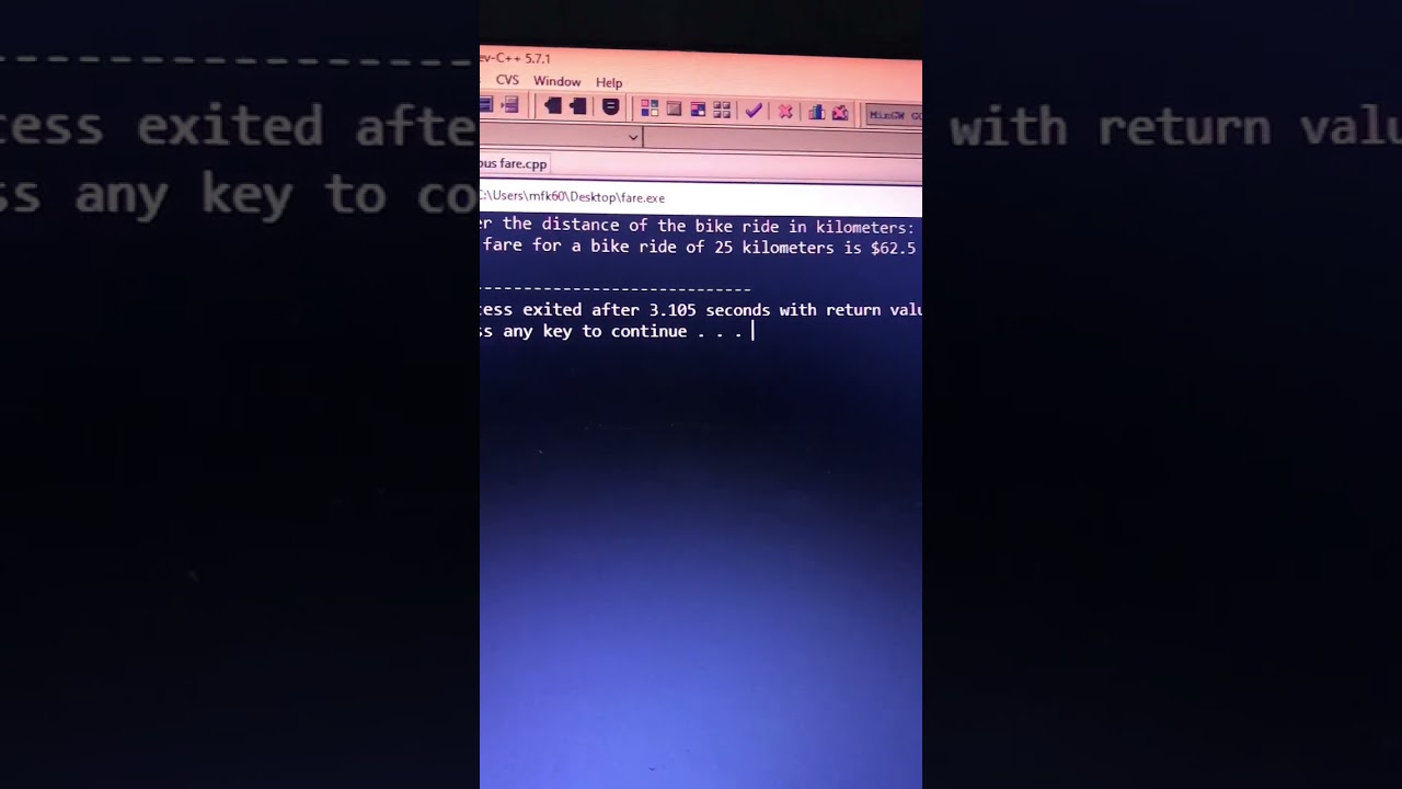 bike fare output c++ #coders #codingninja #codemasters #codinglife #codelife #coding #code #coders