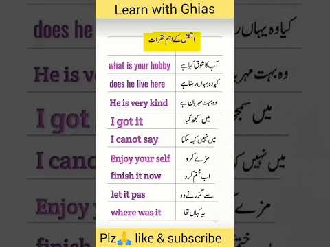 "Daily Use Important English Sentences with their Urdu Translation "