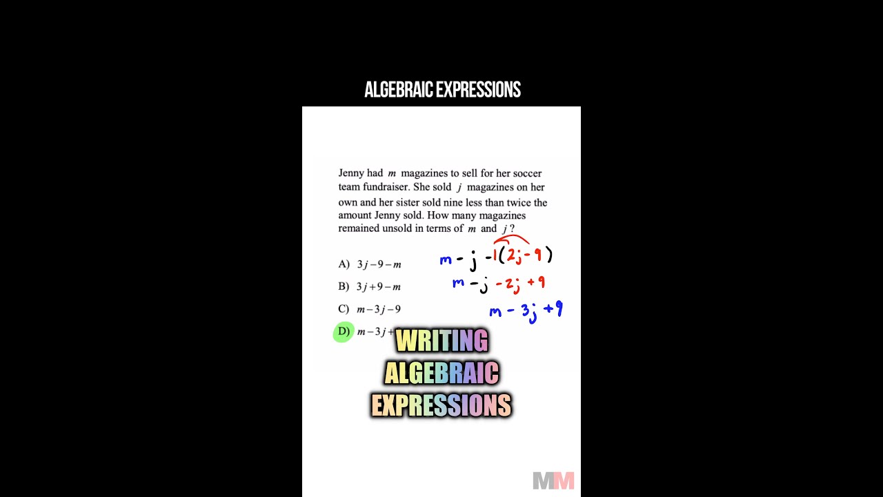 Writing Algebraic Expressions for Word Problems on the SAT