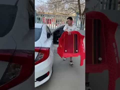How to Install a Car Double Layer Luxury Diamond Leather floor mats for Honda Civic