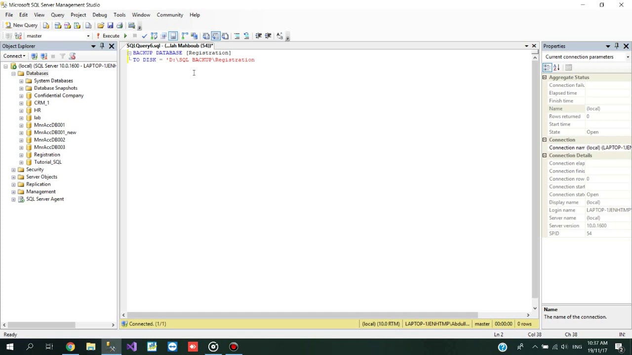 Backup (Transact-SQL) database in Microsoft SQL Server