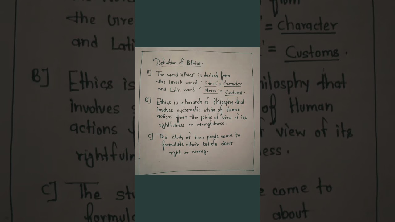 Definition of Ethics 🎯