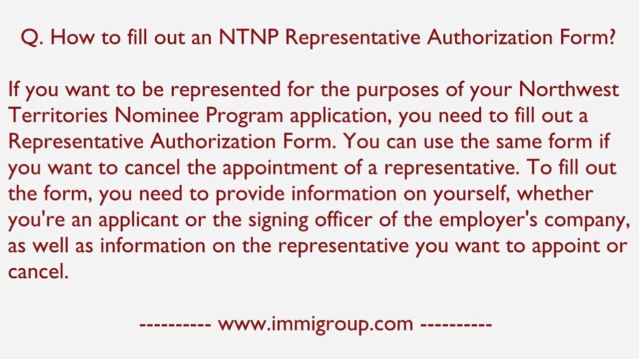 How to fill out an NTNP Representative Authorization Form?