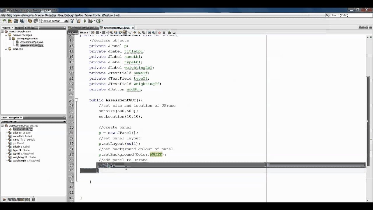 Swing 1: Writing the code from scratch