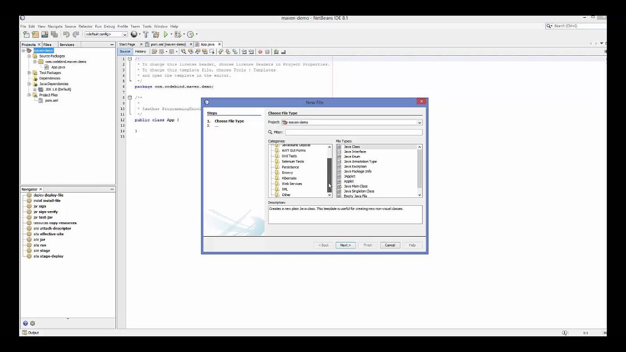 How to create a Java project with Maven in Netbeans IDE