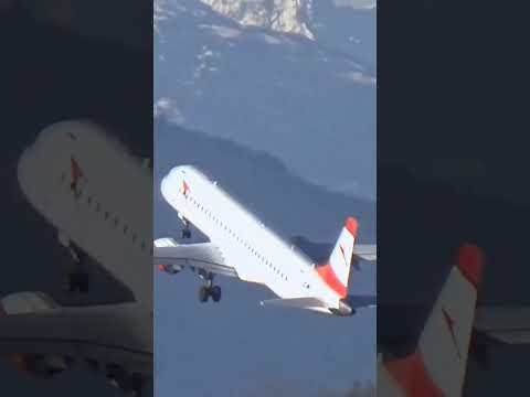 Takeoff Austrian Airlines at Innsbruck Airport