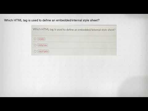 Which HTML tag is used to define an embedded/internal style sheet? css style script