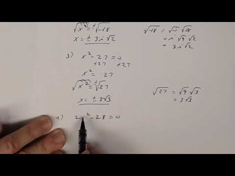 Key Worksheet: Solving Simple Quadratic Equations - Square Root Property