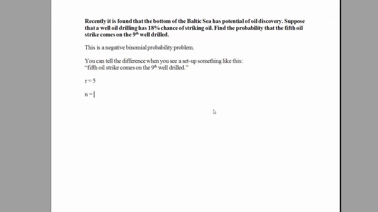 How to Solve a Negative Binomial Word Problem: Example #1. [HD]