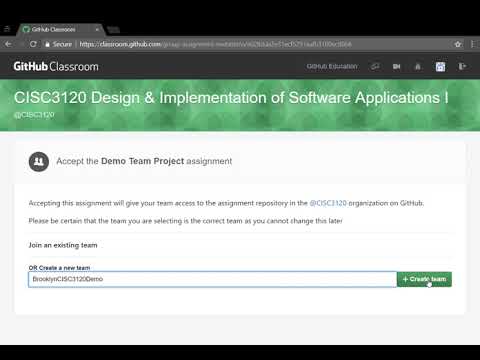 Github Classroom: Creating a Team and Accepting a Team Assignment