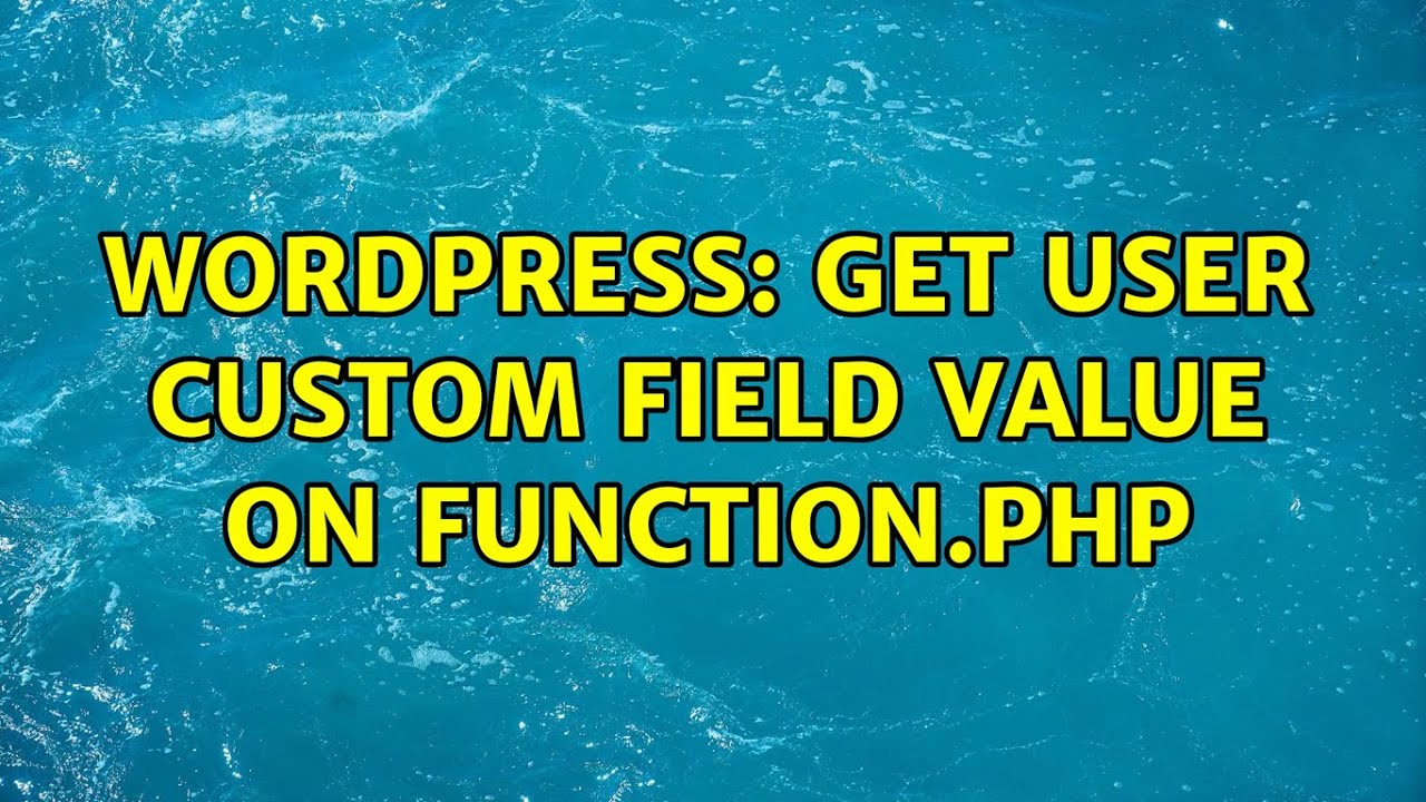 Wordpress: Get user custom field value on function.php (3 Solutions!!)