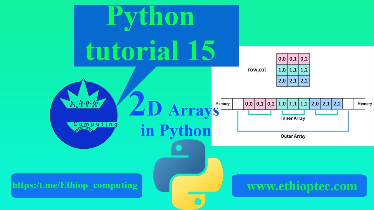 Python tutorial 15: 2D array | array in Python