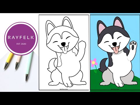 Cute Husky Puppy Coloring Pages | Rayfelk Printable Coloring Pages | Dog Coloring Page
