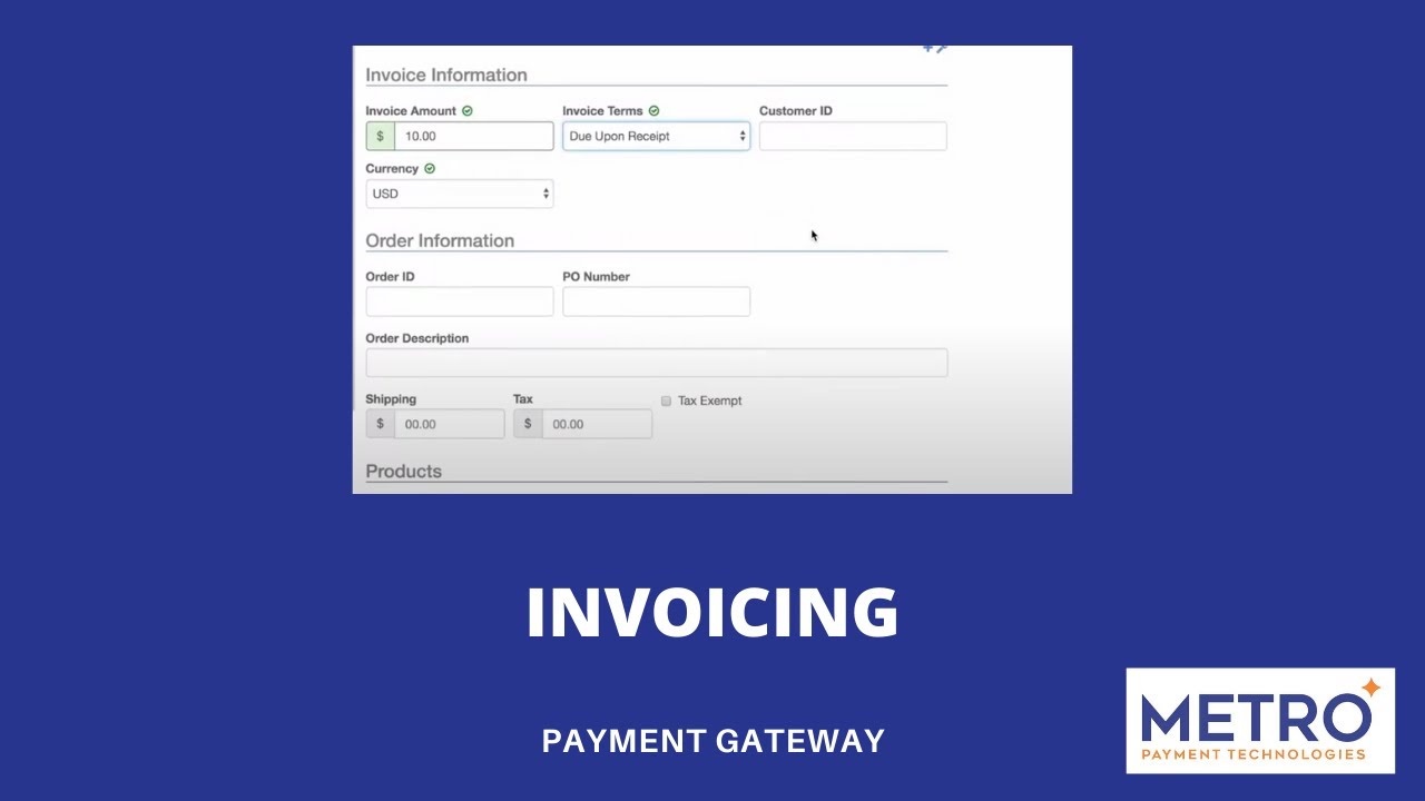 Invoicing - Metro Payment Gateway