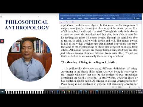 Philosophical Anthropology - Man as a Being and Subject - Part 1 (Jove S. Aguas)
