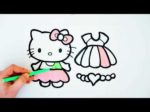 HELLO KITTY Drawing - HELLO KITTY COLORING A Queen's Dress
