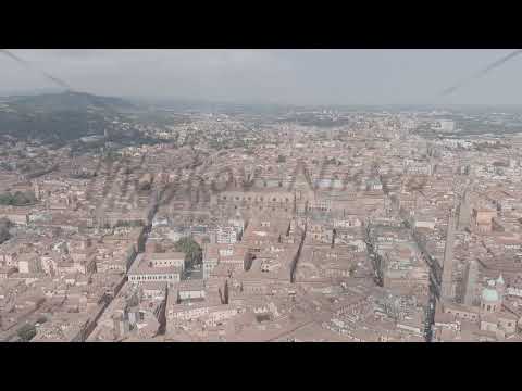 A-Log. Bologna, Italy. Old Town. Basilica of San Petronio, Piazza Maggiore. Panoramic view of the...
