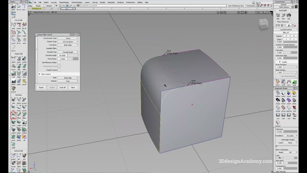 Autodesk Alias Basic Tutorials 22 - Surface Fillet