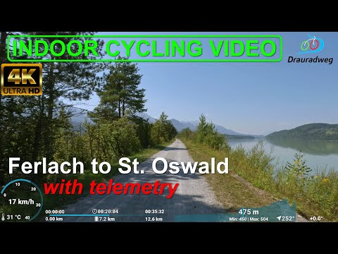 Drauradweg R1 - Ferlach to Sankt Oswald - Indoor Cycling Video with Telemetry