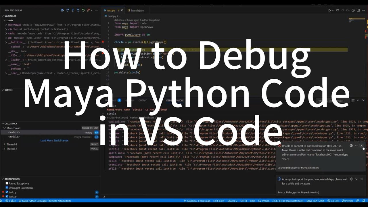 How to Debug Maya Python Script in VS Code